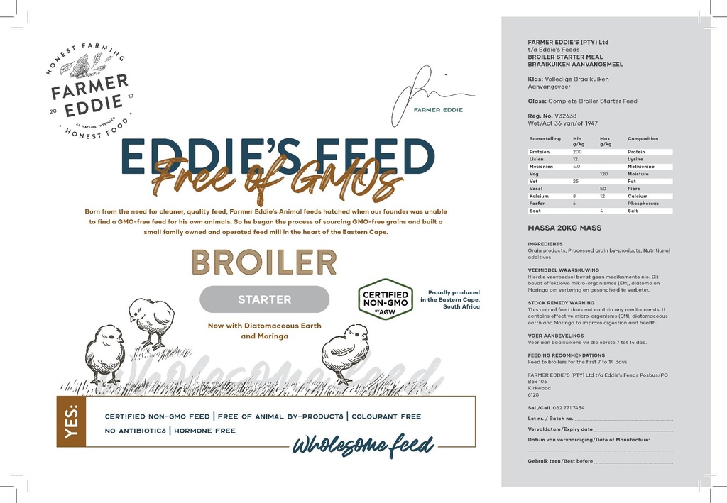 EDDIE'S BROILER STARTER MEAL 10KG | Barnyard Feeds